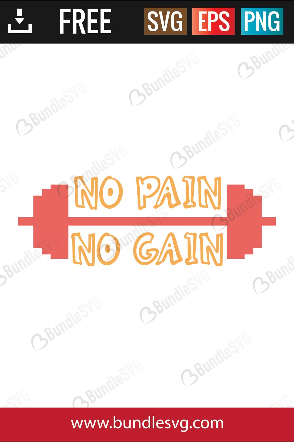 No Pain No Gain SVG Cut Files Free Download | BundleSVG.com
